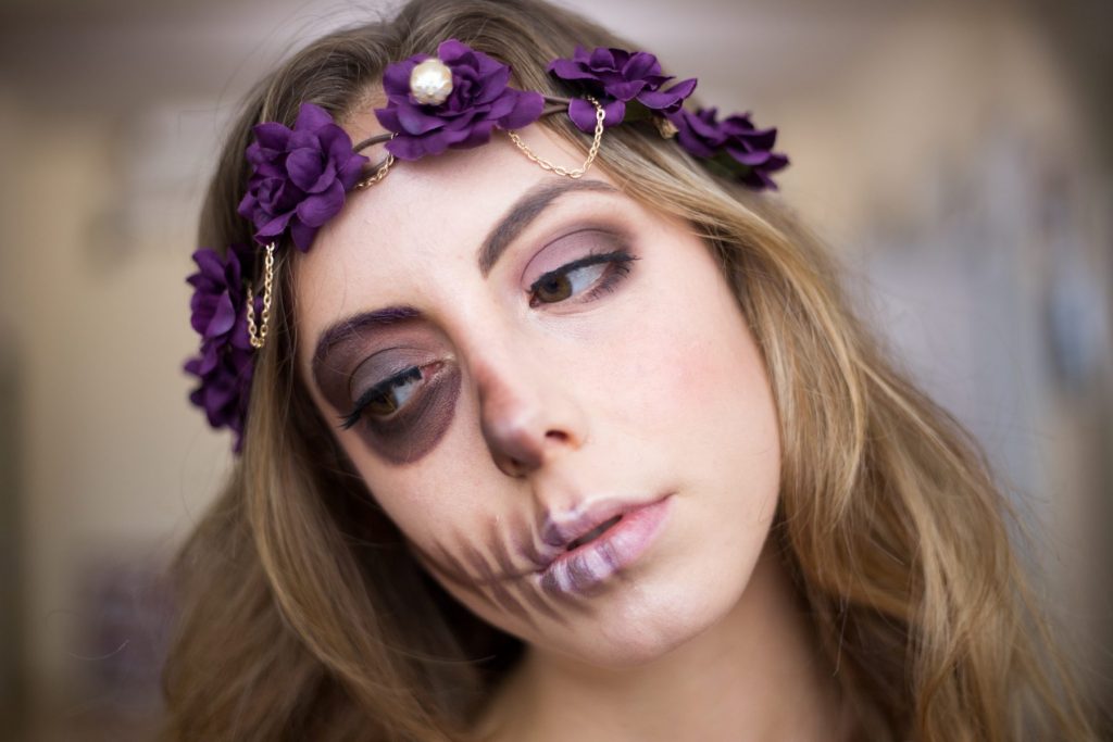 Half Skull Makeup Tutorial in Plum HALLOWEEN VIDEO